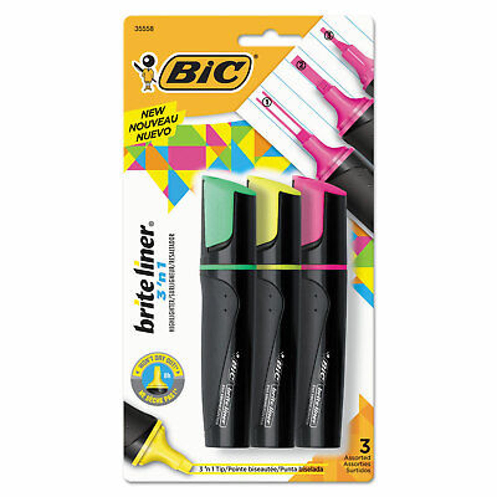 BIC Brite Liner Highlighter 3pk | KVCC Bookstore