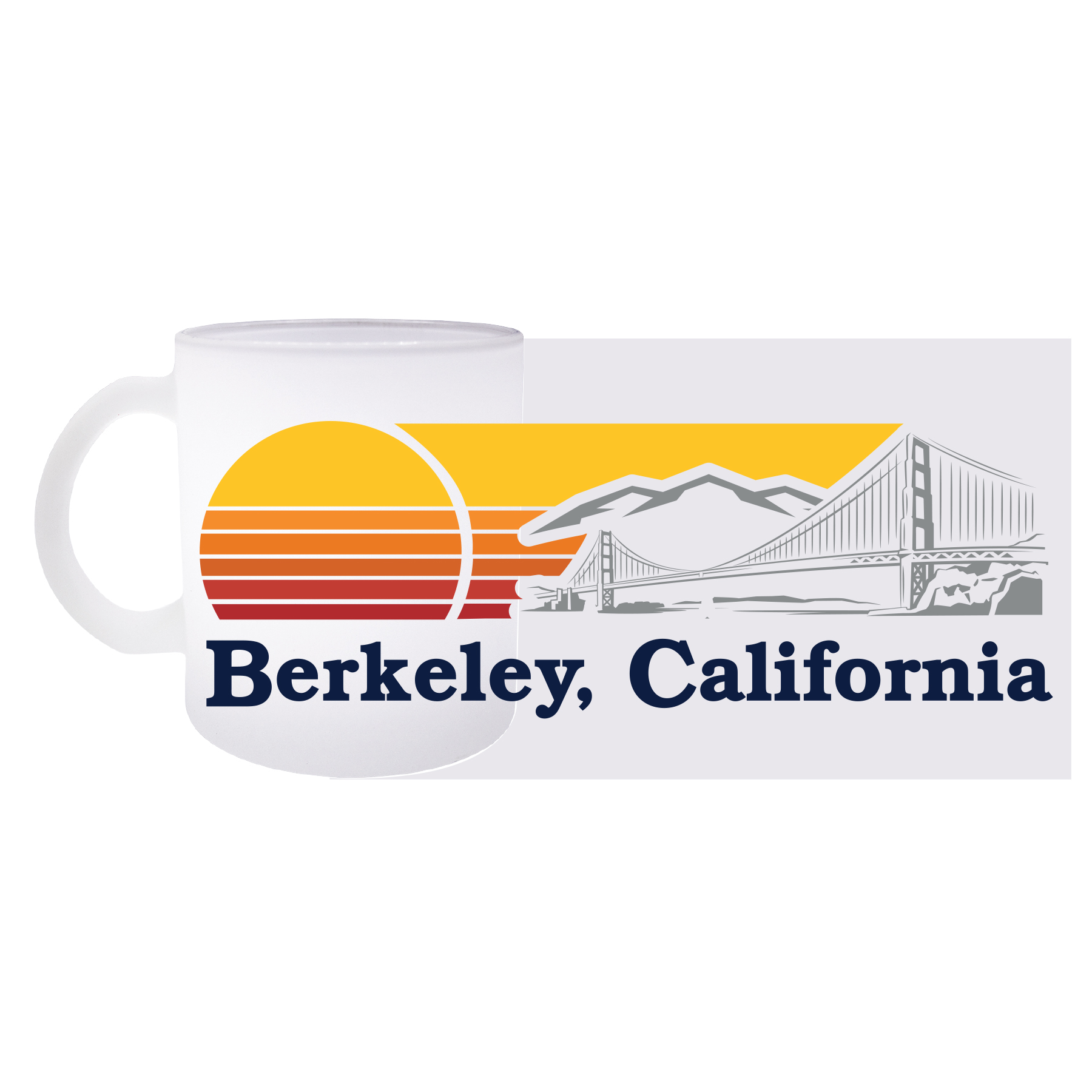 California Berkeley Bridge Frosted Glass Mug 15oz | Cal Student Store