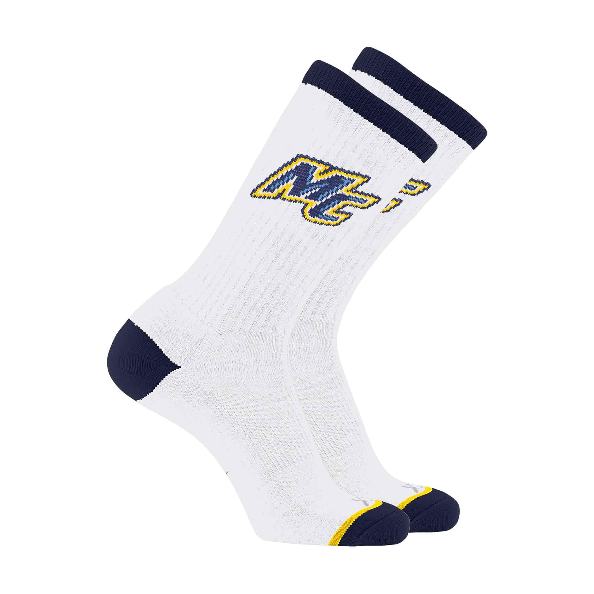 MC Navy & White Recycled Crew Socks by Twin City Knitting | Merrimack ...