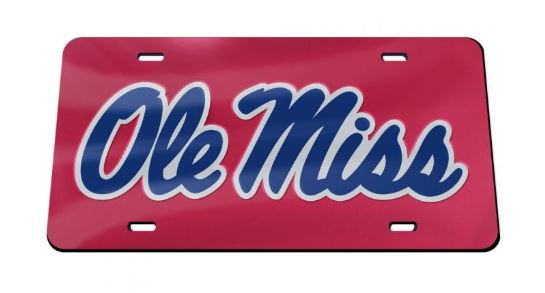 Ole Miss Script Red Background License Plate | Rebel Bookstore