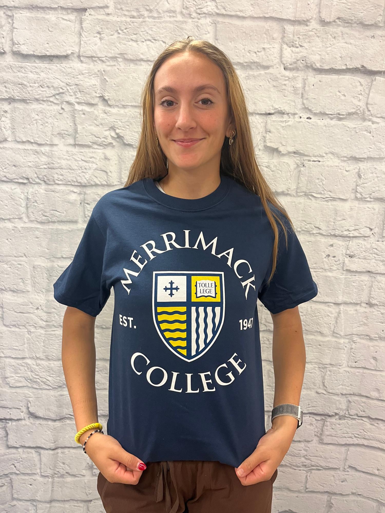 Navy Shield Tee | Merrimack College Bookstore