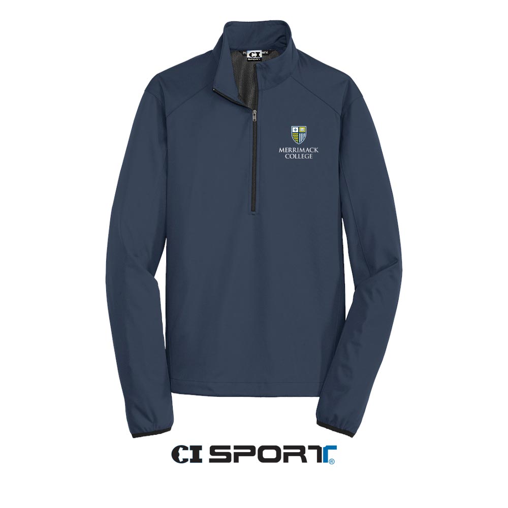 Navy Quarter Zip Windbreaker | Merrimack College Bookstore