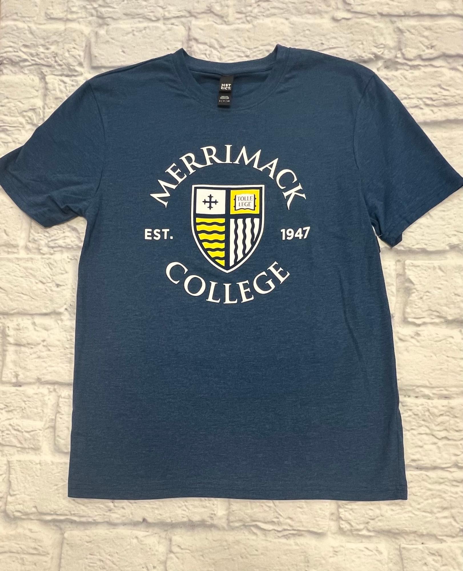 Merrimack Circle Shield Flex Heathered Neptune Tee | Merrimack College ...