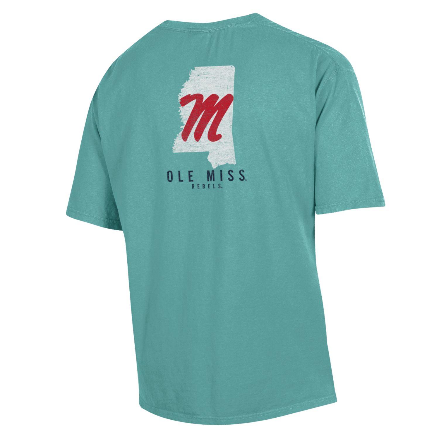 Ole Miss Cursive State Pocket Tee | Rebel Bookstore