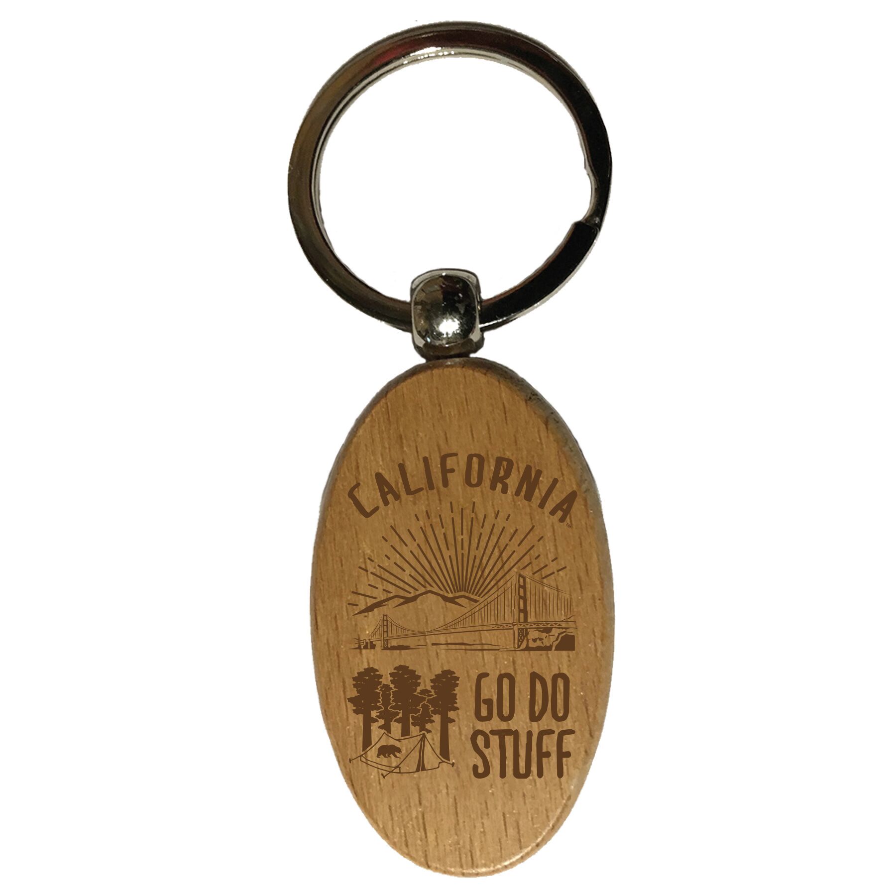 Oval Wood Keychain California Bridge | Cal Student Store