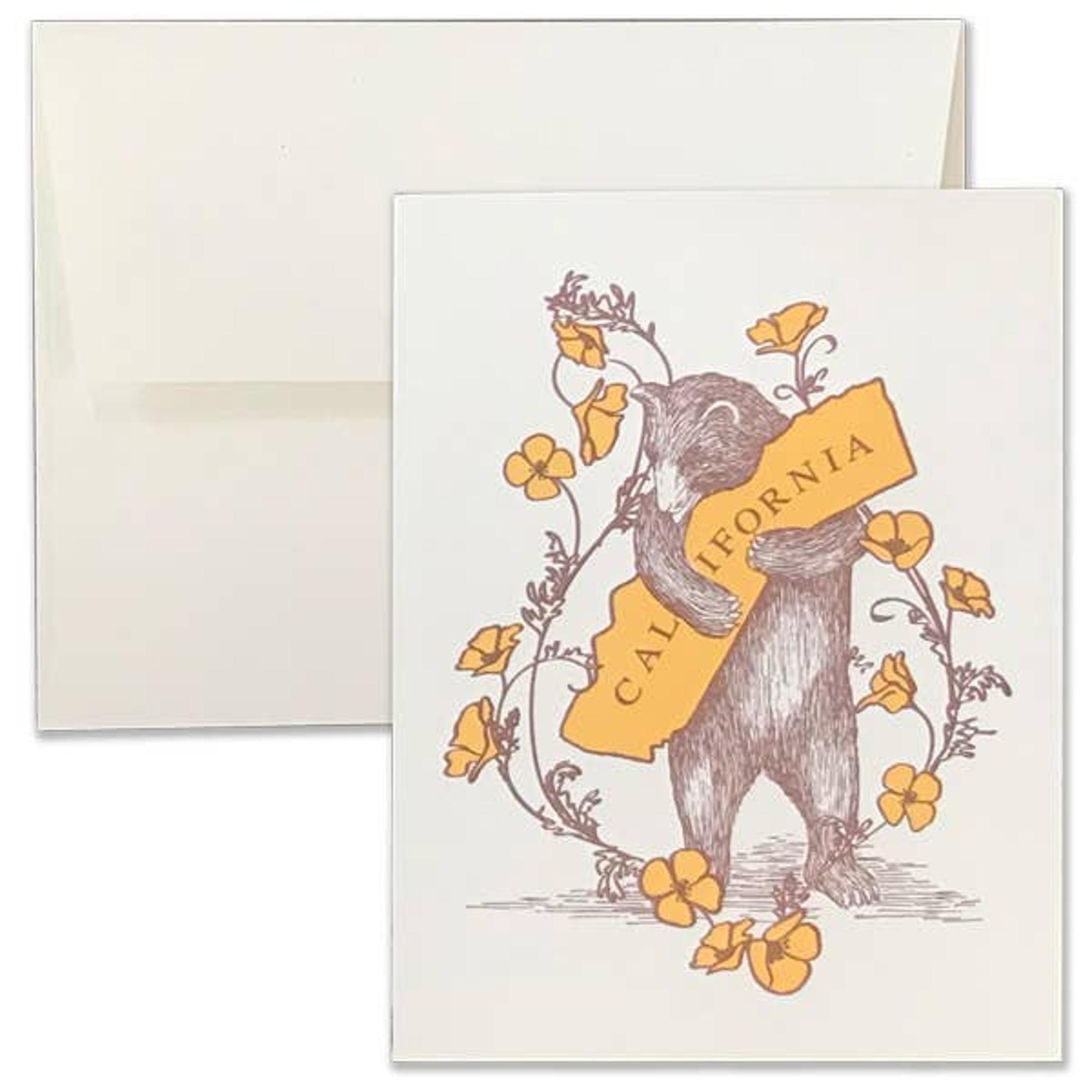 Poppy and CA Bear Hug Letterpress Card | Cal Student Store
