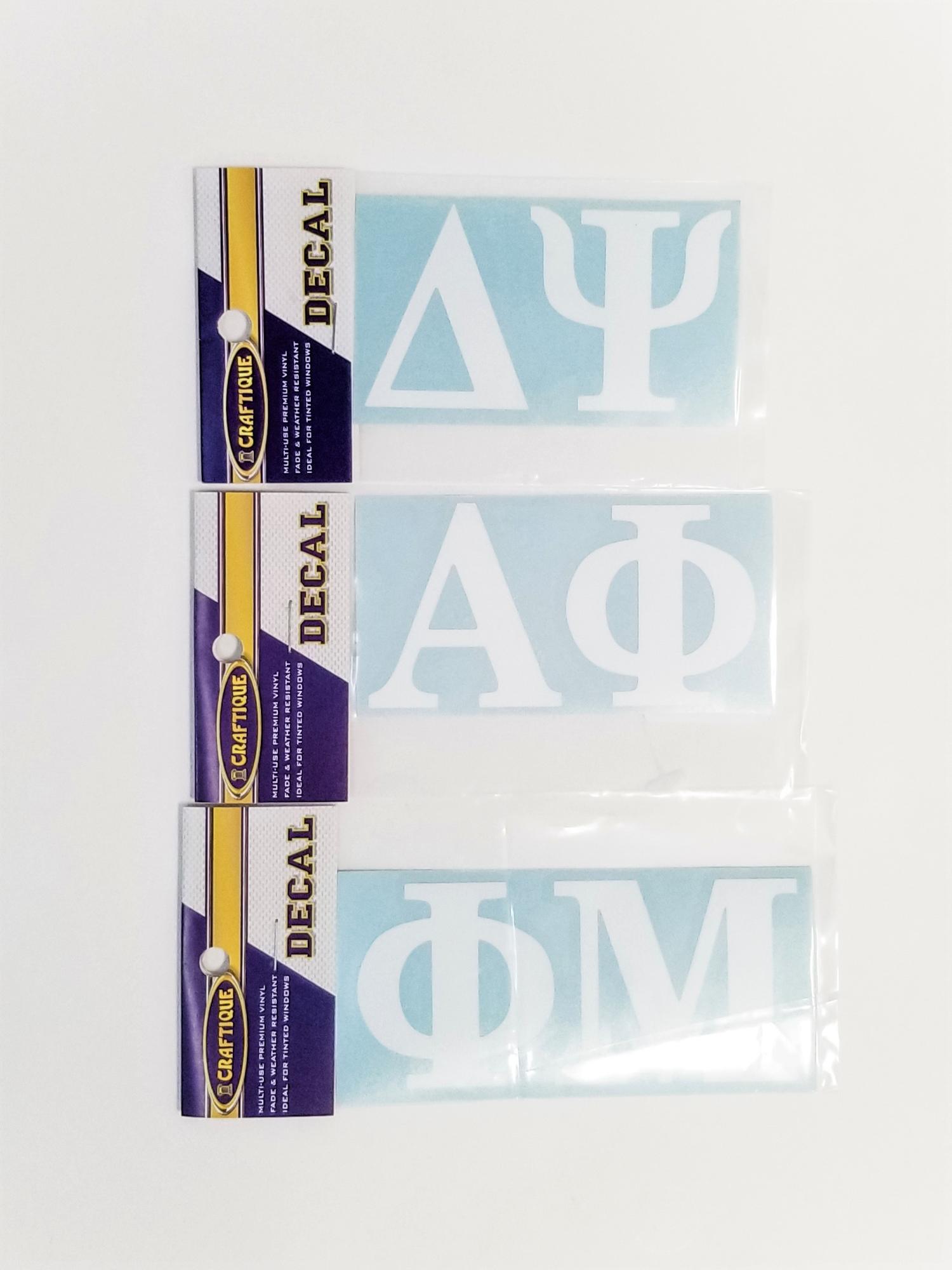 Greek Letter White Decals | Rebel Bookstore