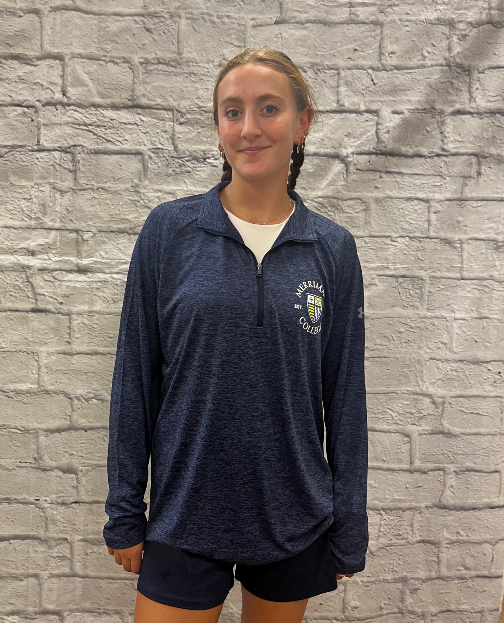 Merrimack Circle Shield Navy Twist Tech Quarter Zip | Merrimack College ...