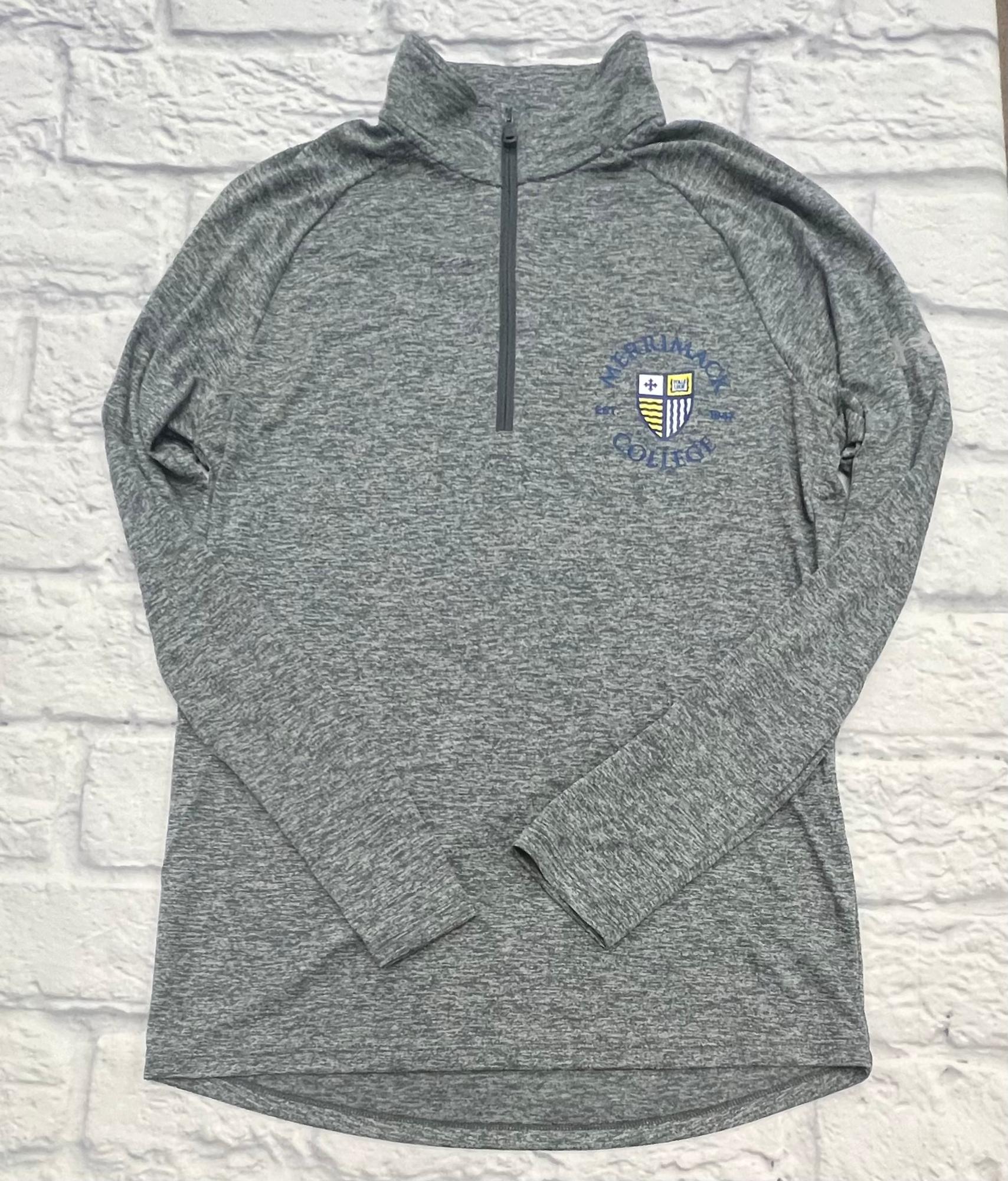 Merrimack Circle Shield Pitch Grey Tech Quarter Zip | Merrimack College ...